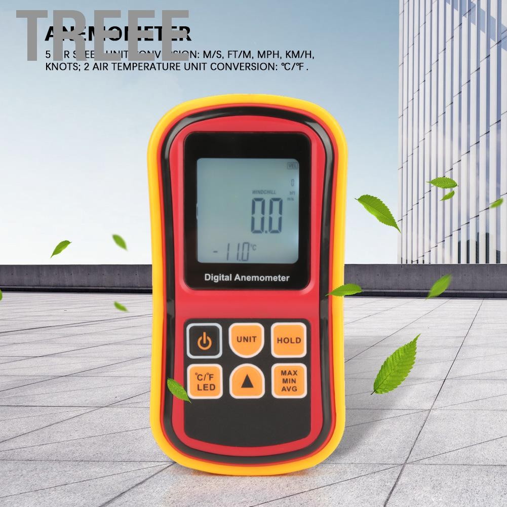 Treee LCD Digital Anemometer Handheld Air Speed Tester เครื่องวัดความ ...