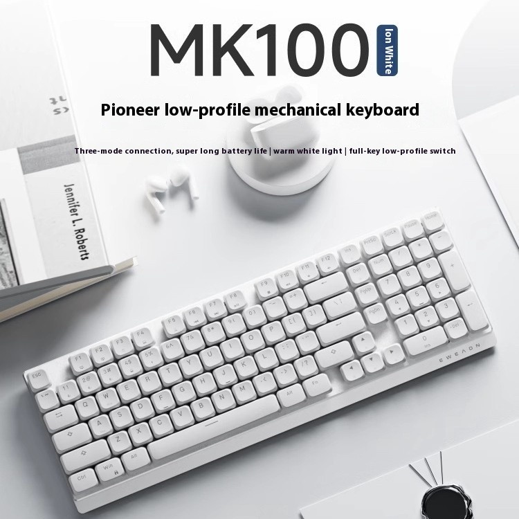 Eweadn MK100 Low-Profile คีย์บอร์ดไร้สาย Bluetooth - การออกแบบเงียบบางเฉียบสําหรับสํานักงาน แล็ป ...