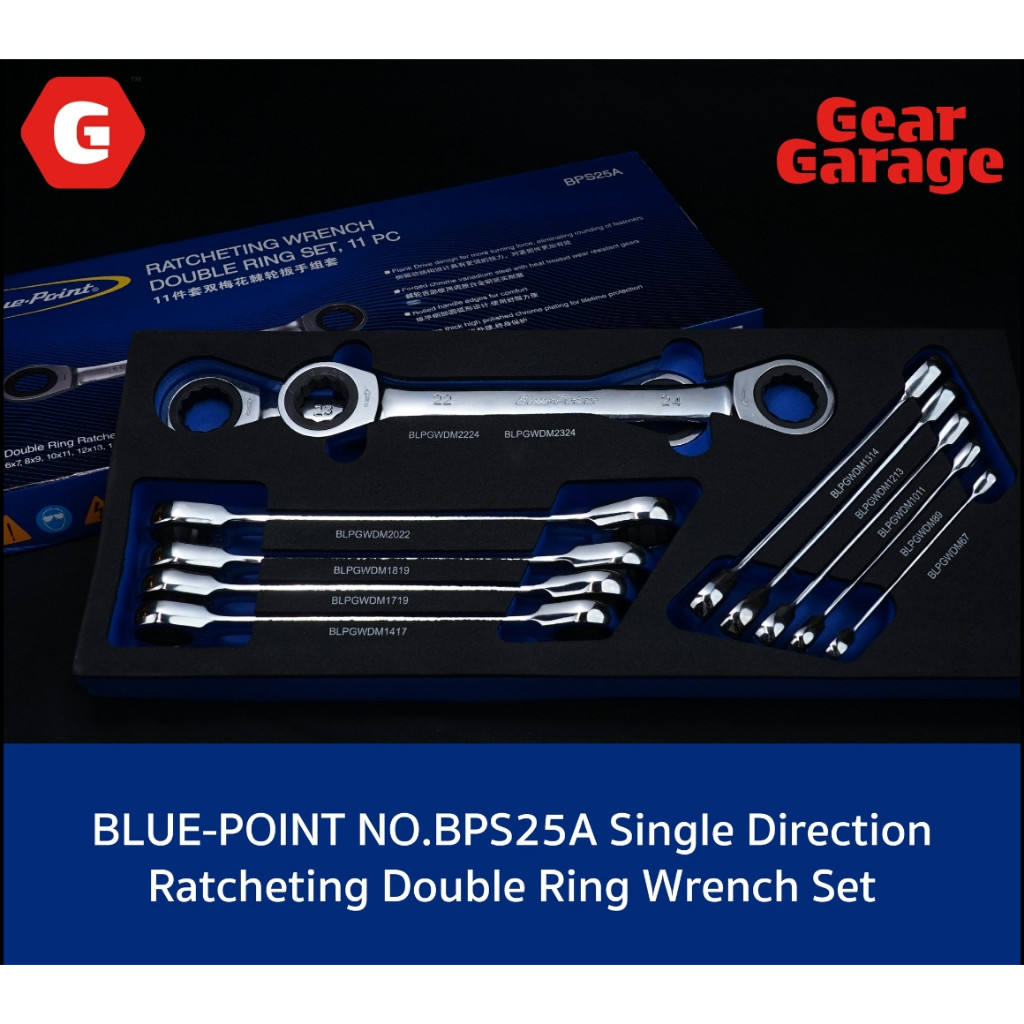 ชุดถาดโฟม ประเเจเเหวนฟรีด้ามตรง BLUE-POINT NO.BPS25A Single Direction Ratcheting Double Ring ...