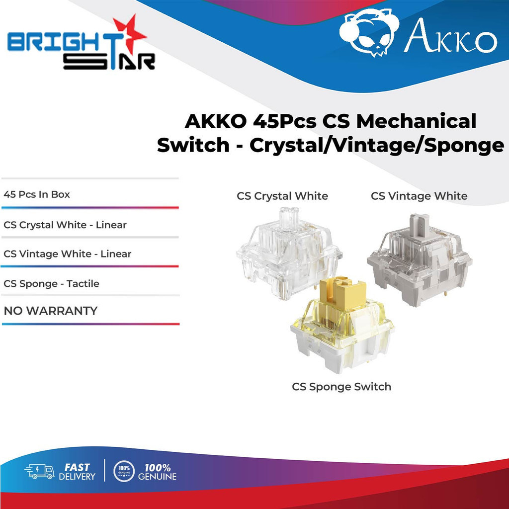 AKKO CS Mechanical Switches 45 ชิ้นต่อแพ็ค - Vintage White/Sponge/Crystal | Shopee Thailand