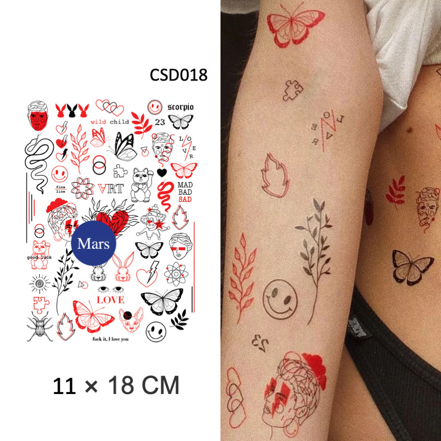 Mars Tattoo - สติ๊กเกอร์รอยสักชั่วคราว ติดทนนาน ขนาดเล็ก CSD018 ...