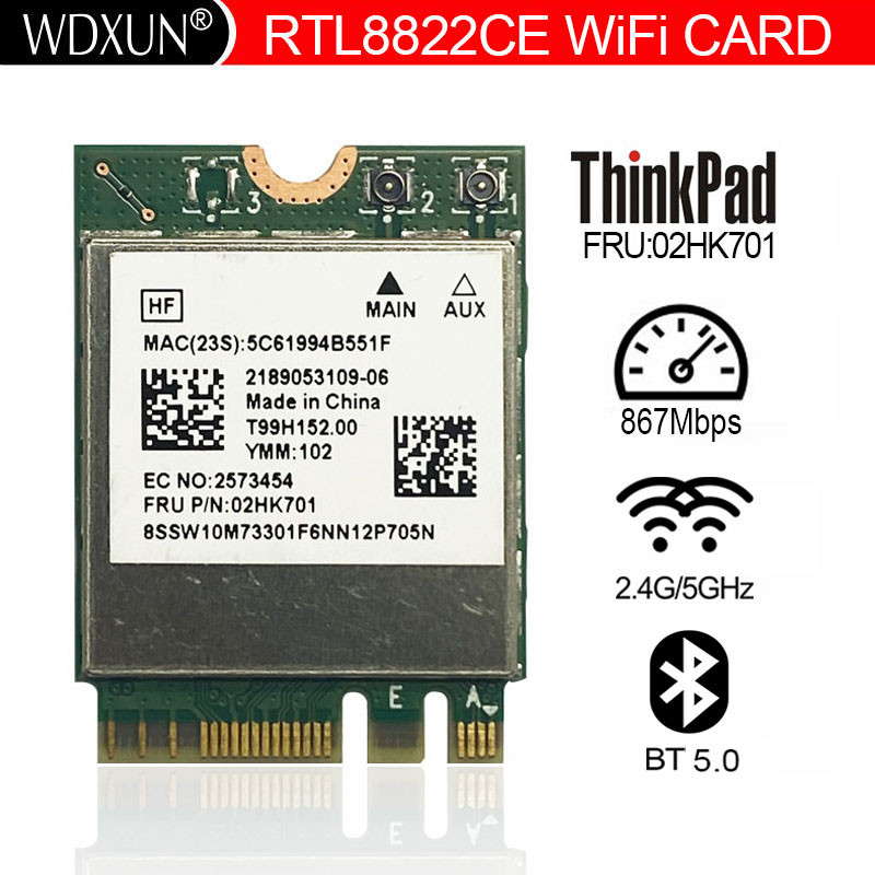 Rtl8822ce 8822CE 802.11AC ไร้สาย WiFi 867Mbps บลูทูธ 5.0 NGFF FRU ...