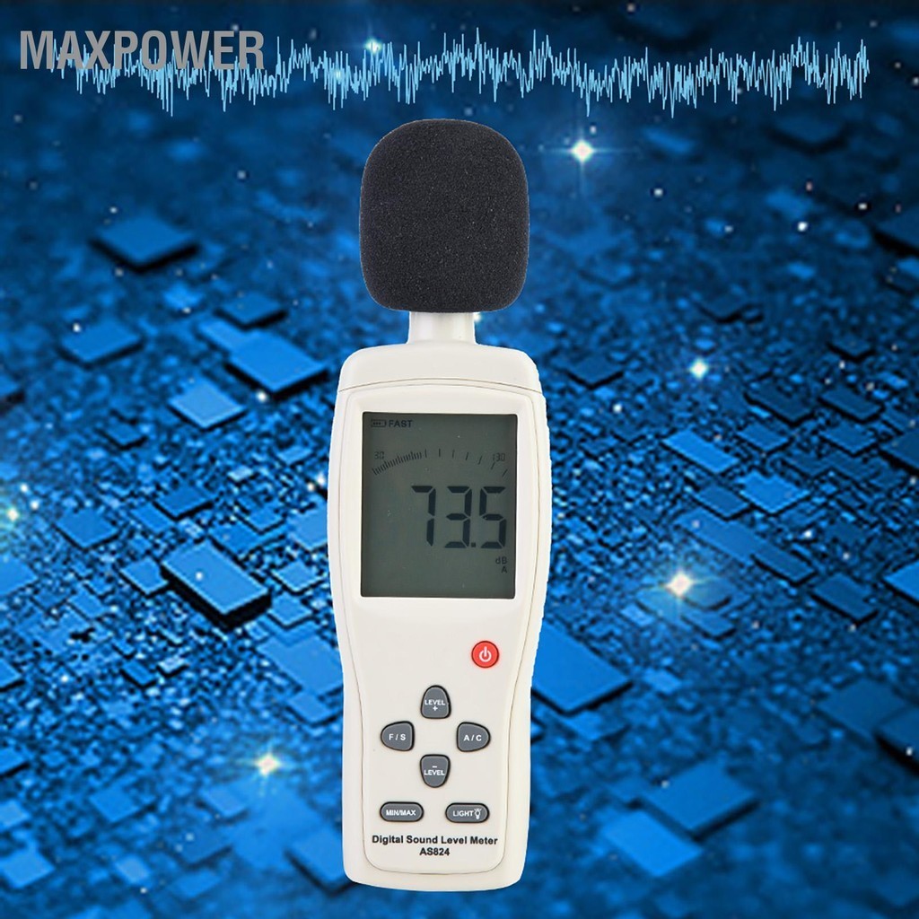 Maxpower SMART SENSOR AS824 เครื่องวัดระดับเสียงแบบดิจิตอลในตัวเครื่อง ...