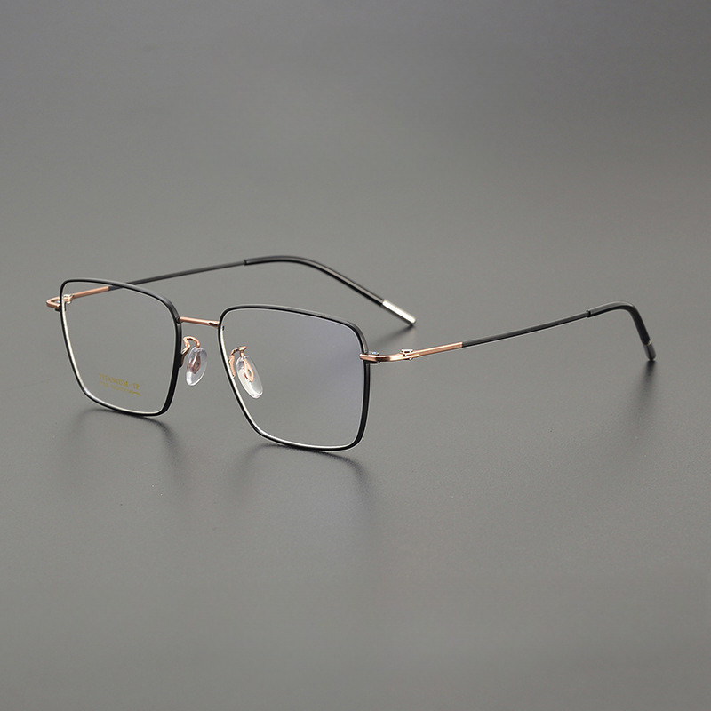 Ft003 Ultra-Light Pure Titanium Plate Square Business Casual Men 's Glasses Frame สามารถจับคู ่ ...