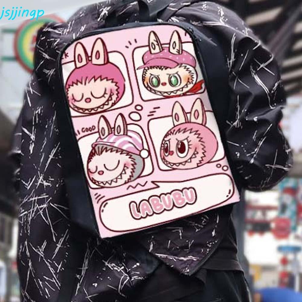 Jsjjingp Labubu School Backpack, Nylon Letter Labubu Students Shoulder ...
