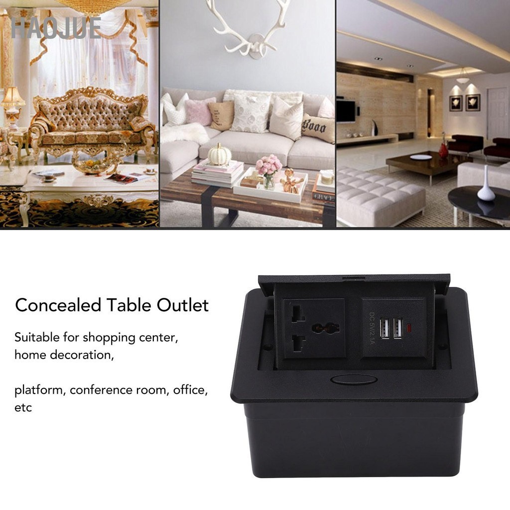 HaoJue Concealed Table Outlet Power Strip 2 USB Ports Universal Bounce ...