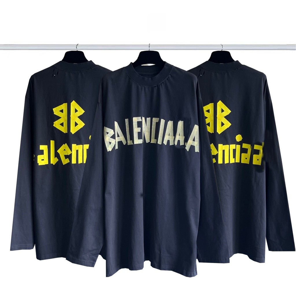 Balen New logo Masking Tape Long Sleeve T T-shirt for Men and Women ...