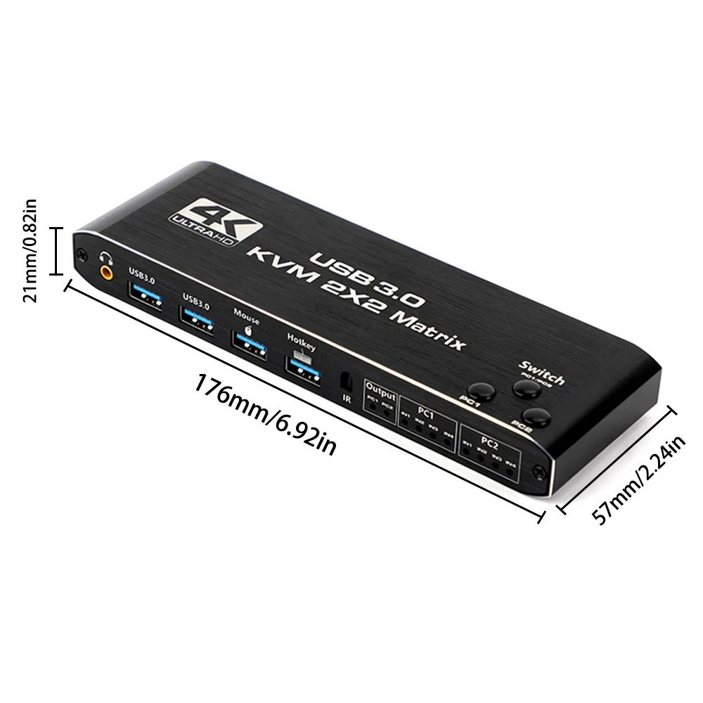 อัพเกรดใหม่4K 60hz Dual Monitor HDMI KVM Switch 2 in 2 out HDMI KVM Matrix Switcher 2x2 Mixed ...