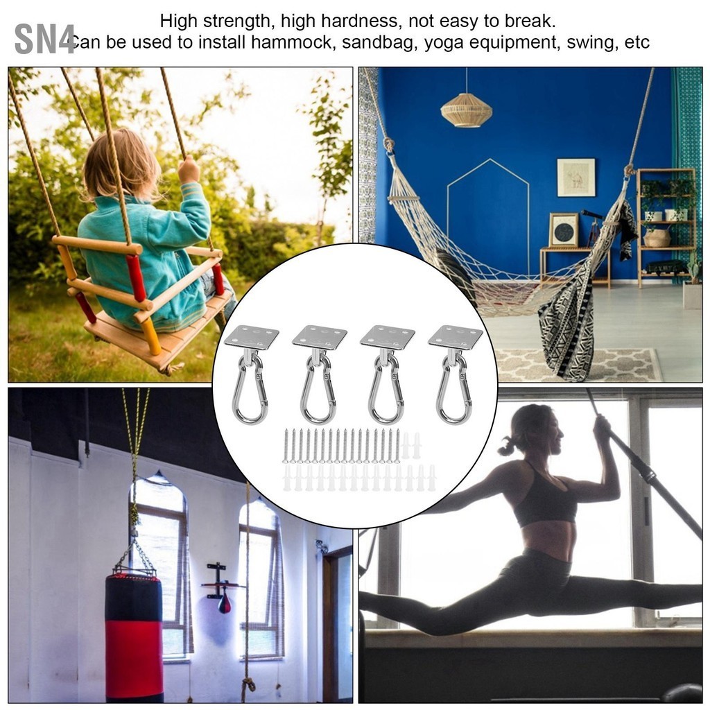 SN4 สแตนเลสแขวนเพดานติดผนังแผ่นแขวนคงที่ เบ็ด หัวเข็มขัดสำหรับเปลญวน | Shopee Thailand