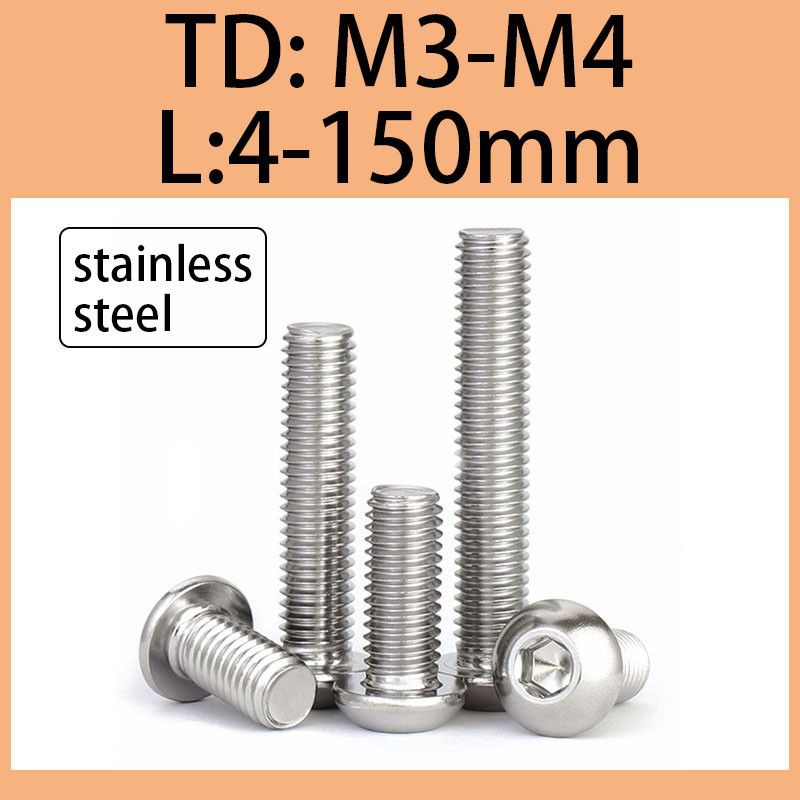 304 สแตนเลสหัวกลมหกเหลี ่ ยม bolt, สแตนเลสกึ ่ งรอบหัว bolt, หัวกลมหกเหลี ่ ยม bolt M3/M4 ...
