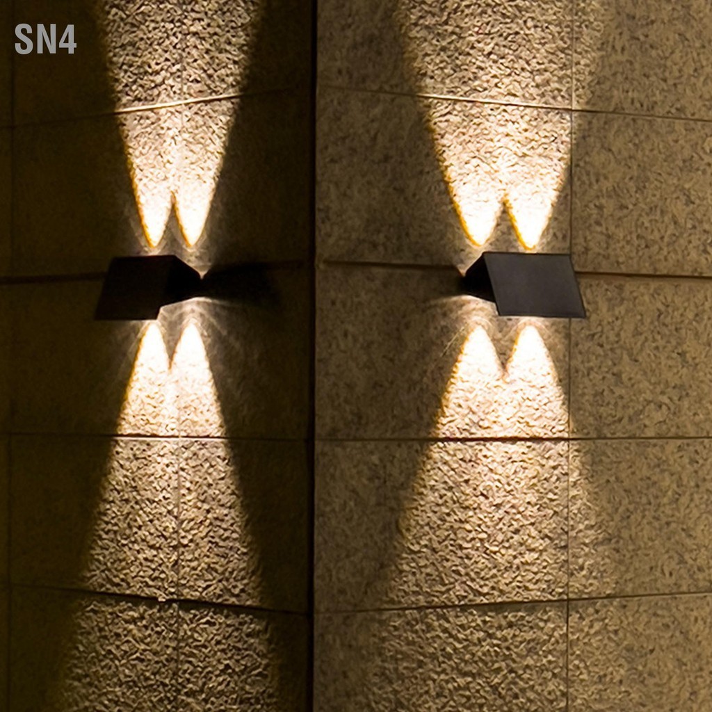 SN4 ไฟ LED ผนังพลังงานแสงอาทิตย์กลางแจ้ง IP54 กันน้ำพลังงานแสงอาทิตย์รั้วไฟขึ้นลงโคมไฟผนัง ...