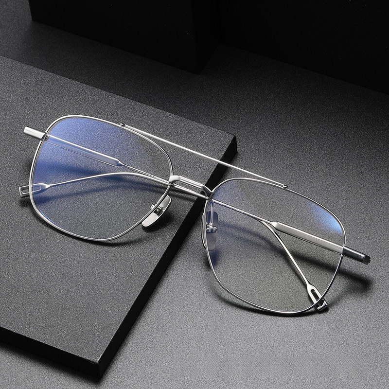 Pure Titanium Double Beam Optical กรอบแว่นตานักบิน Big Face แว่นตา ...