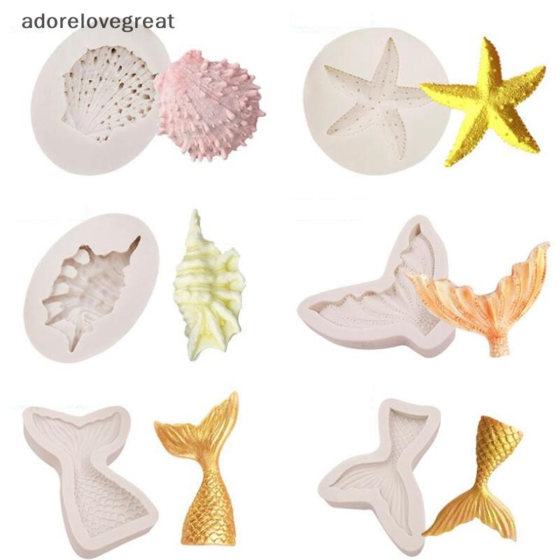 Alt 3D Mermaid Tail Shell ปลาดาวแม่พิมพ์ซิลิโคน Fondant เค้กตกแต่ง ...