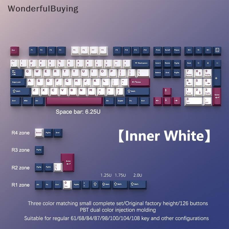 Wbth 126 คีย์ Double Shot PBT Cherry Keycap สําหรับคีย์บอร์ด MX Switch ...