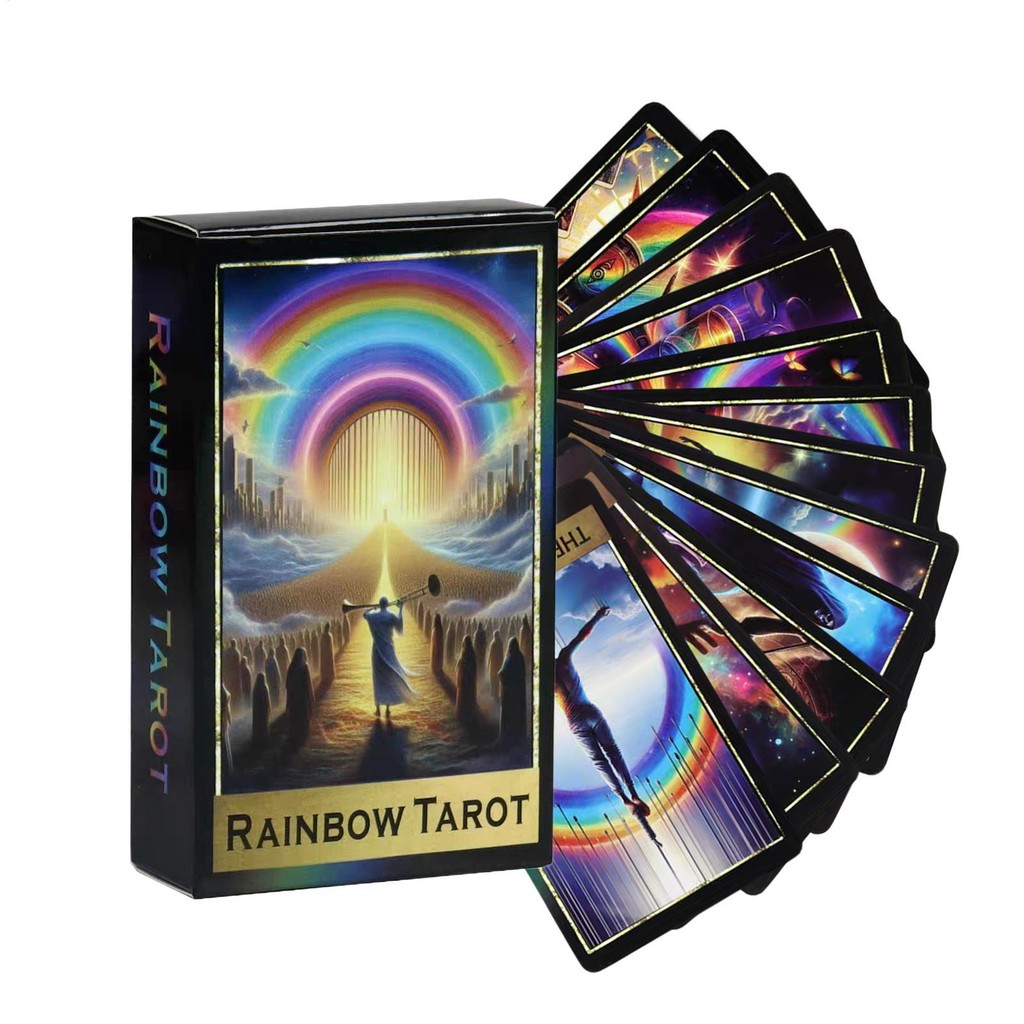 Rainbow Tarot Deck สําหรับผู้เริ่มต้น Intuitive โบราณโบราณโบราณไพ่ทาโร ...