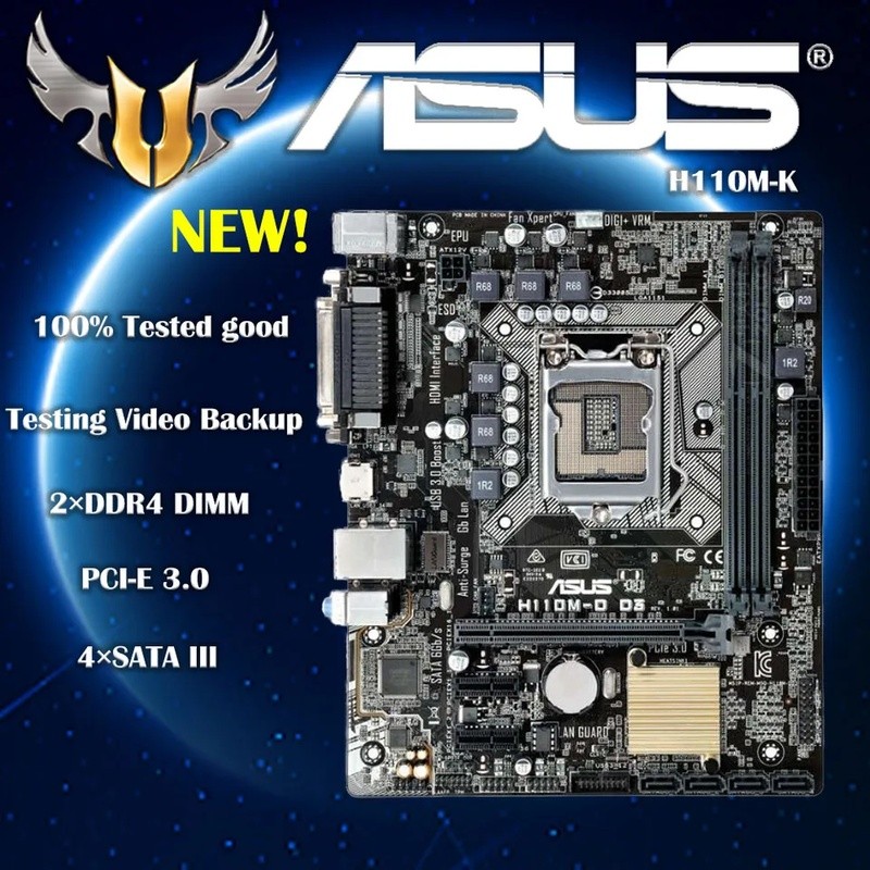 เกือบ ยี่ห้อใหม่ ASUS H110M-K เมนบอร์ด DDR4/Desktop Board (Intel H110/LGA 1151) | Shopee Thailand