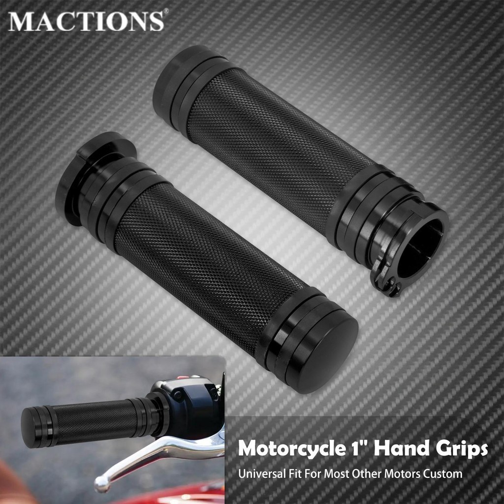 YJ Motorcycle 1"25mm Hand Grips Black Aluminum For Harley Touring Dyna ...