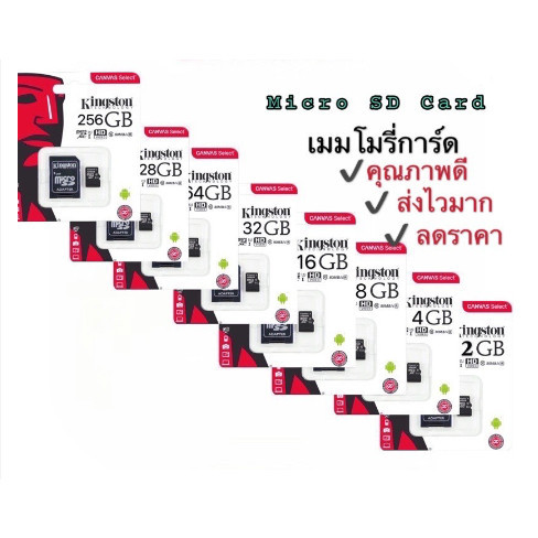 เมมโมรี่การ์ด Kingston Memory Card Micro SD SDHC 16/32 /64 /128/256GB Class 10 ของแท้ | Shopee ...