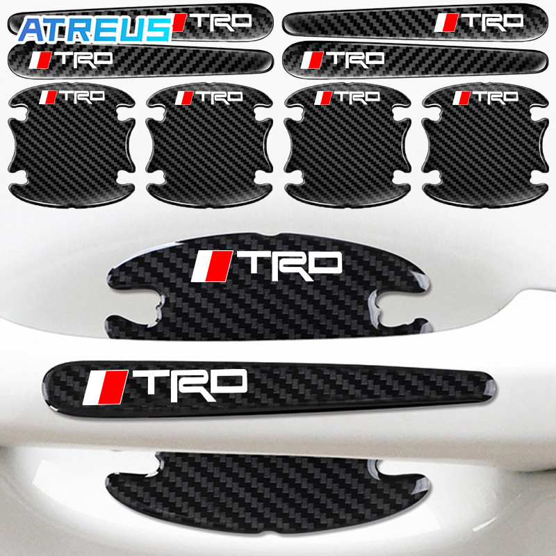 4/8 ชิ้น Toyota TRD รถประตู Handle Protector คาร์บอนไฟเบอร์รถประตูชาม ...