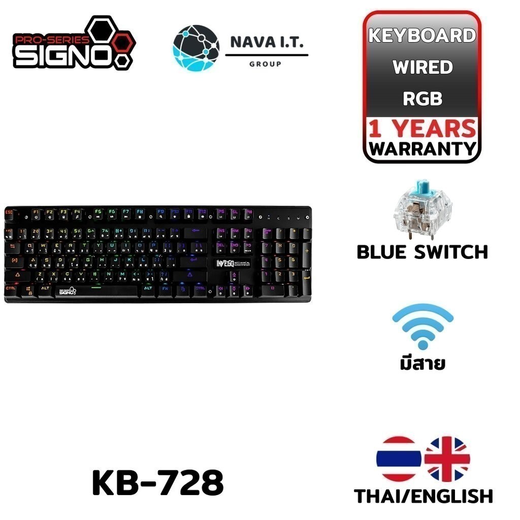 🛵มีส่งด่วน💨 SIGNO KB-728 MECHANICAL (BLUE SWITCH) (EN/TH) KEYBOARD ...