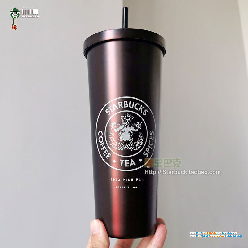 Ins Thailand Starbucks Parker Market โลโก้นางเงือกโลหะถ้วยฟางสแตนเลสถ้วยน้ําแข็ง 710ml | Shopee ...