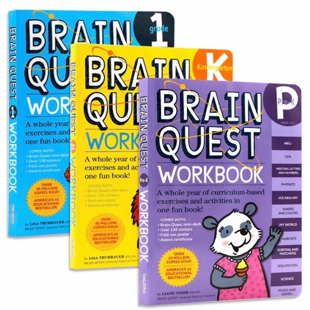 *พร้อมส่ง* หนังสือแบบฝึกหัดสำหรับเด็กก่อนอนุบาล+อนุบาล Brain quest ...