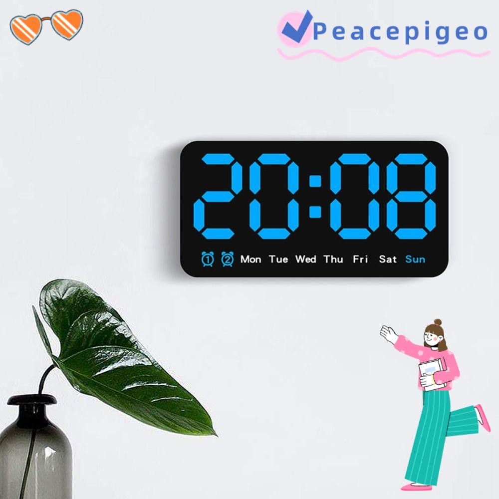 Peacepigeo นาฬิกาแขวนอิเล็กทรอนิกส์, นาฬิกา LED ดิจิตอลอเนกประสงค์ในบ้าน, วันที่อุณหภูมิ 12/24H ...