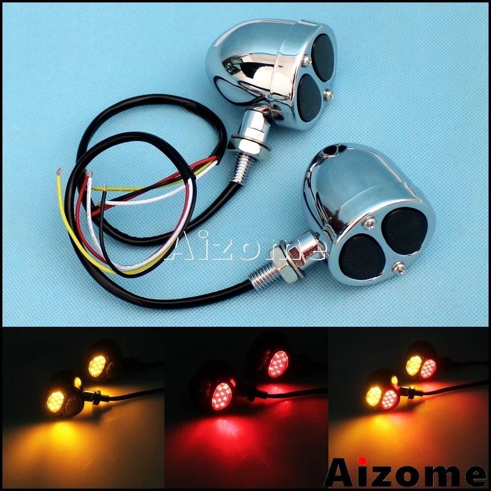 AI Motorcycle 3 in 1 LED Turn Signals w/ Brake Tail Light Front Rear ...