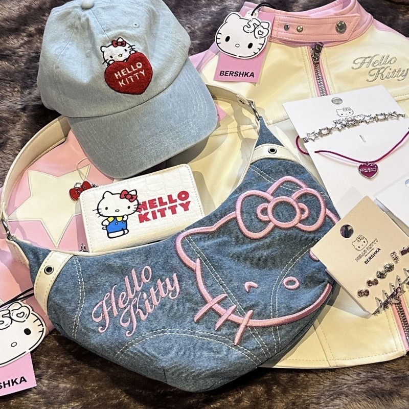 [ Haroro ] Sanrio Hellokitty ปักยีนส ์ ใต ้ วงแขนกระเป ๋ า Messenger ...