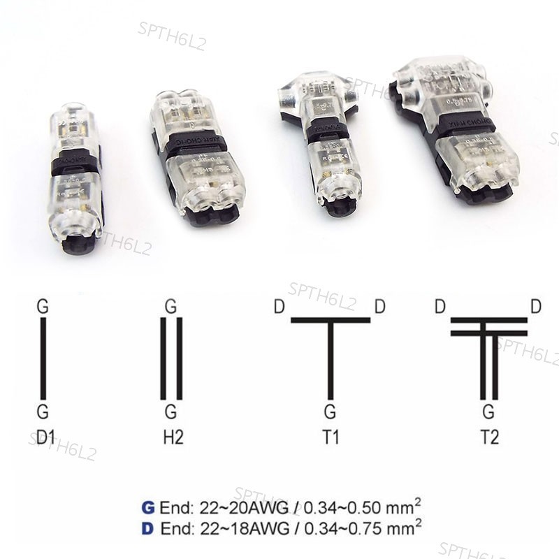 T ประเภท Scotch Lock Quick Wire Connectors 2 Pin สาย 3 Way ไม่มีบัดกรี ...