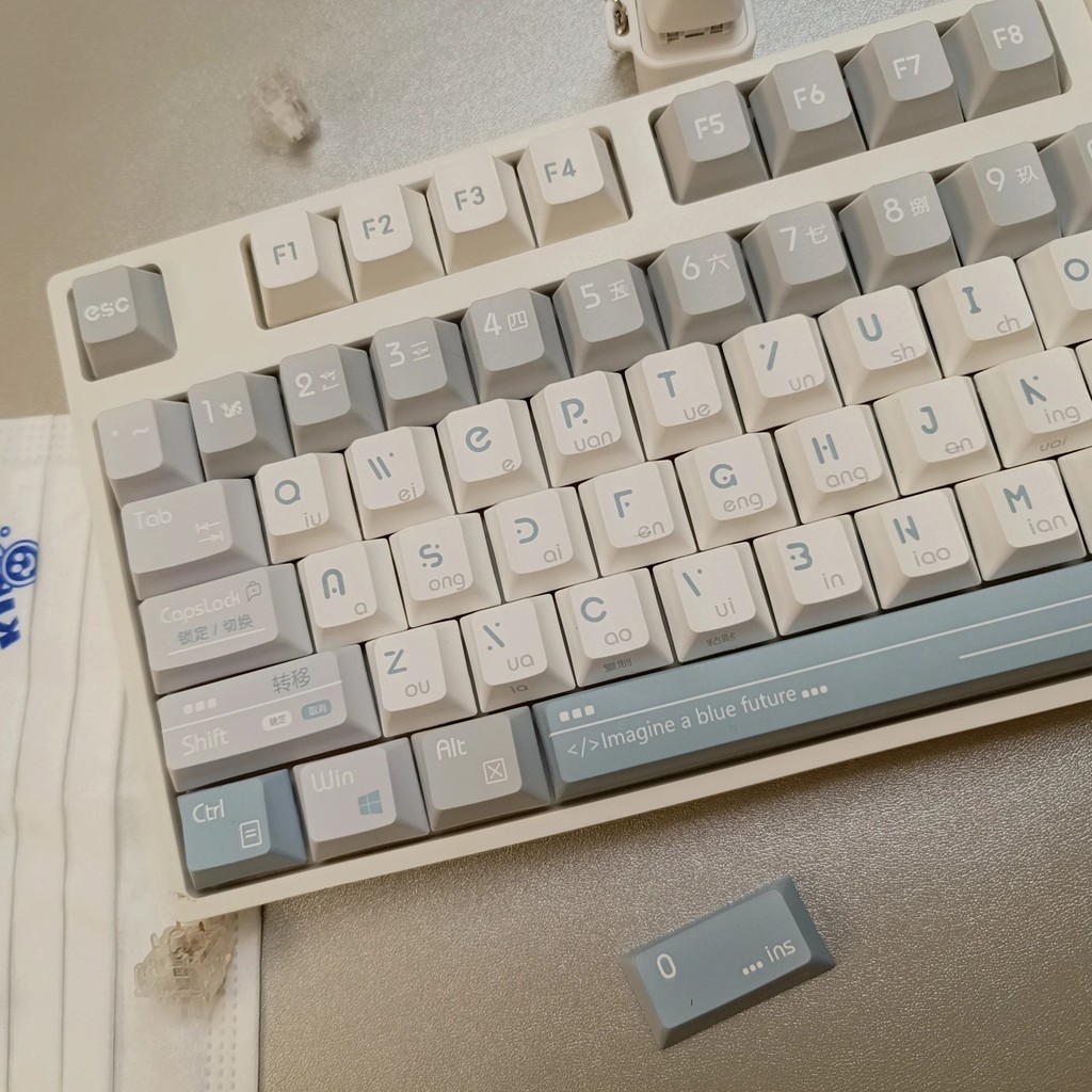 Dream Blue Themed Dye Sub Keycaps โปรไฟล์เชอร์รี่ 130 คีย์ PBT Keycaps ...