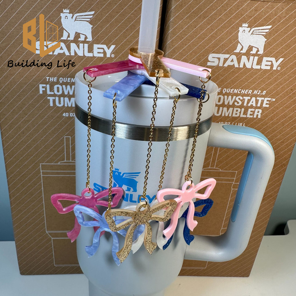 Ley Stan Cup จี้ฟางแท็กสะดุดตาที่โดดเด่นโบว์ Stanley ถ้วยน้ําแข็งจี้ฟาง ...