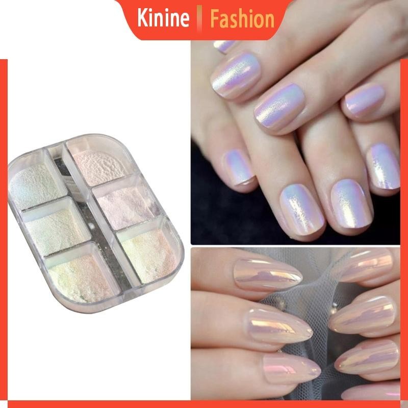 Kin 6 กริด Mirror Nails Glitter Powder Mirror Chrome Rubbing Dust ...