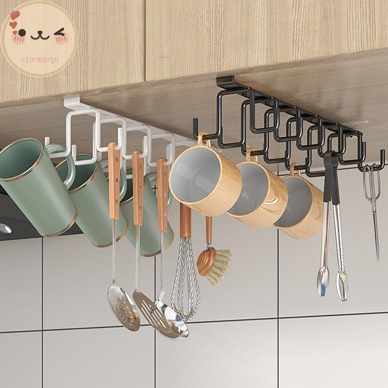 Chee Punch-free Double-row Hooks ห้องครัวใต้ตู้ชั้นวางแก้วถ้วยตะขอแขวน ...