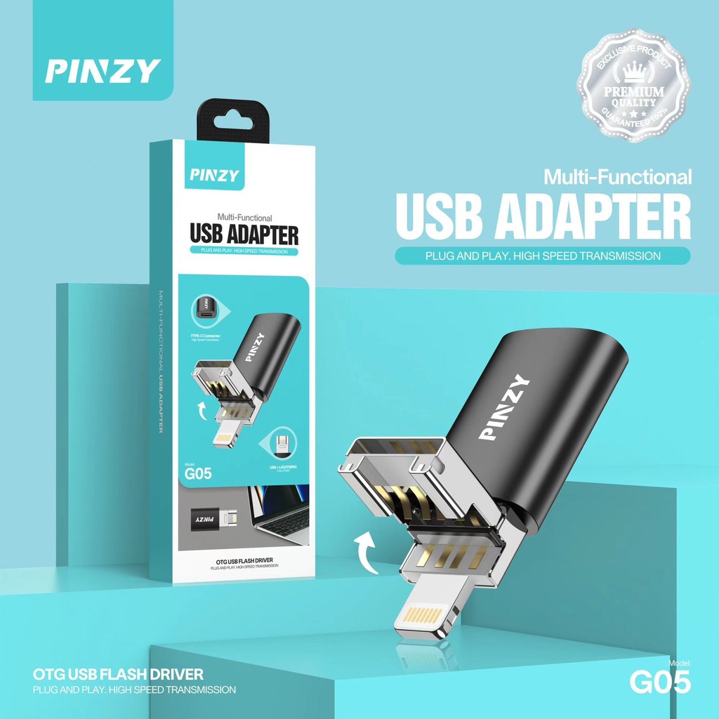 Otg PINZY G05 อะแดปเตอร์ส่งสัญญาณเร็ว 2IN1 Type C เป็น USB + อะแดปเตอร์ ...