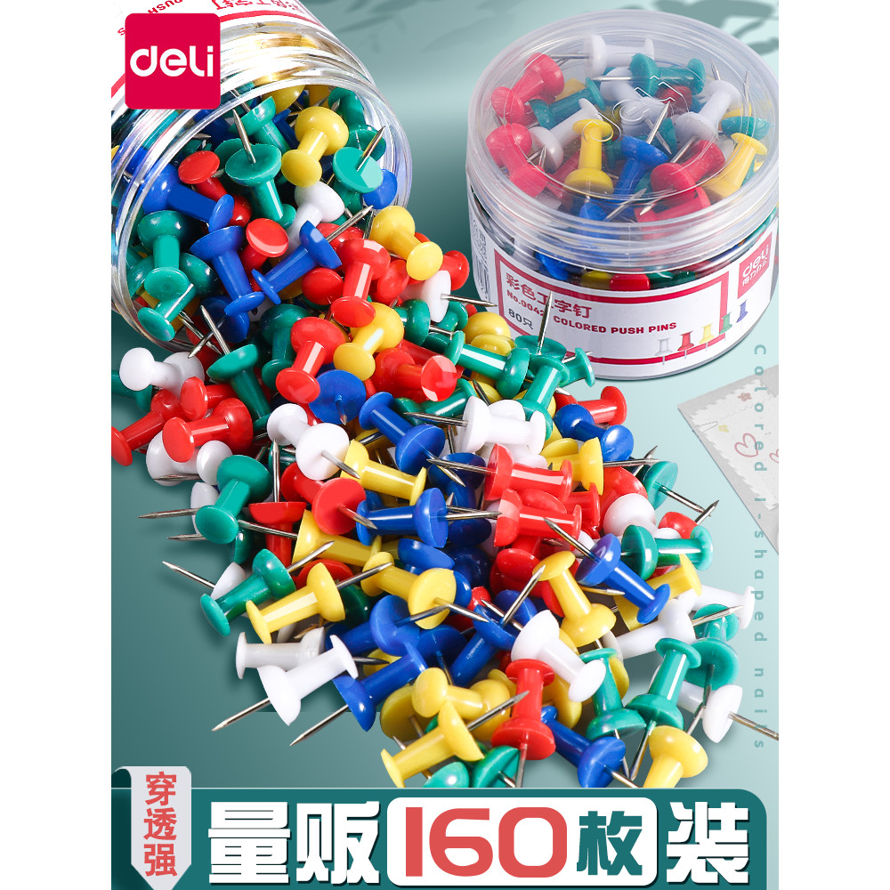 Deli Pushpins Colorful Thumbtacks Push Pins Large Head Pins Wall Pins ...