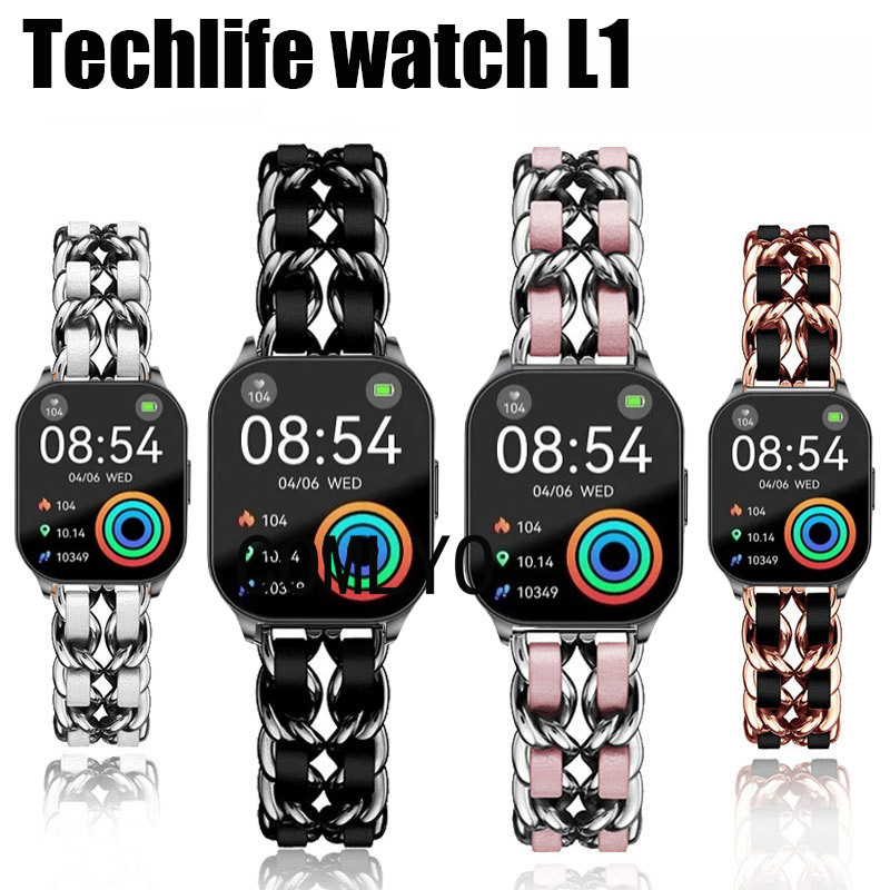 สําหรับ Techlite Watch L1 Strap Smartwatch DIY Leather + Metal Band ...
