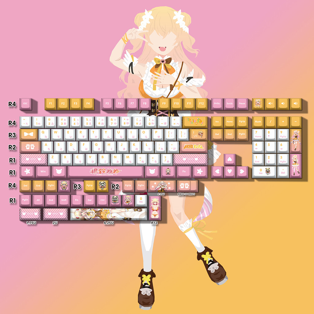 Mommusuzu Nene Keycaps Cherry Profile VTuber Hololive PBT Dye Sub ...