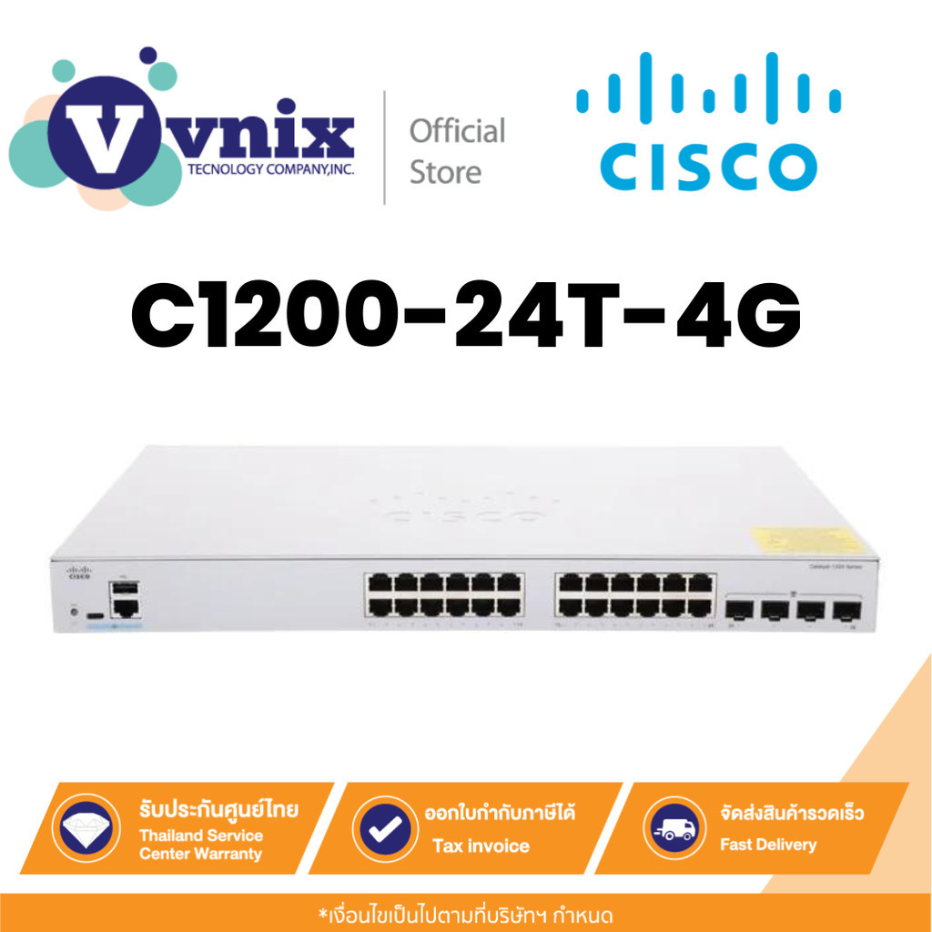 Cisco C1200-24T-4G Gigabit Switching Hub 24 Port 11'',+4 SFP By Vnix ...