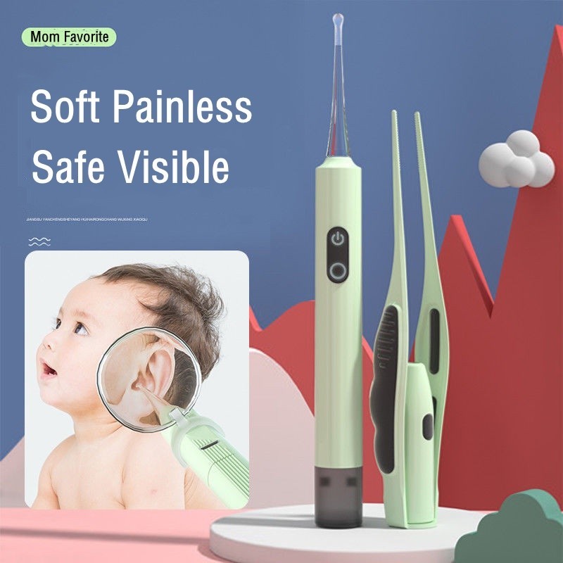 Baby Ear Pick Baby Silicone Ear Scoop Visible with Light Baby Earpick ...