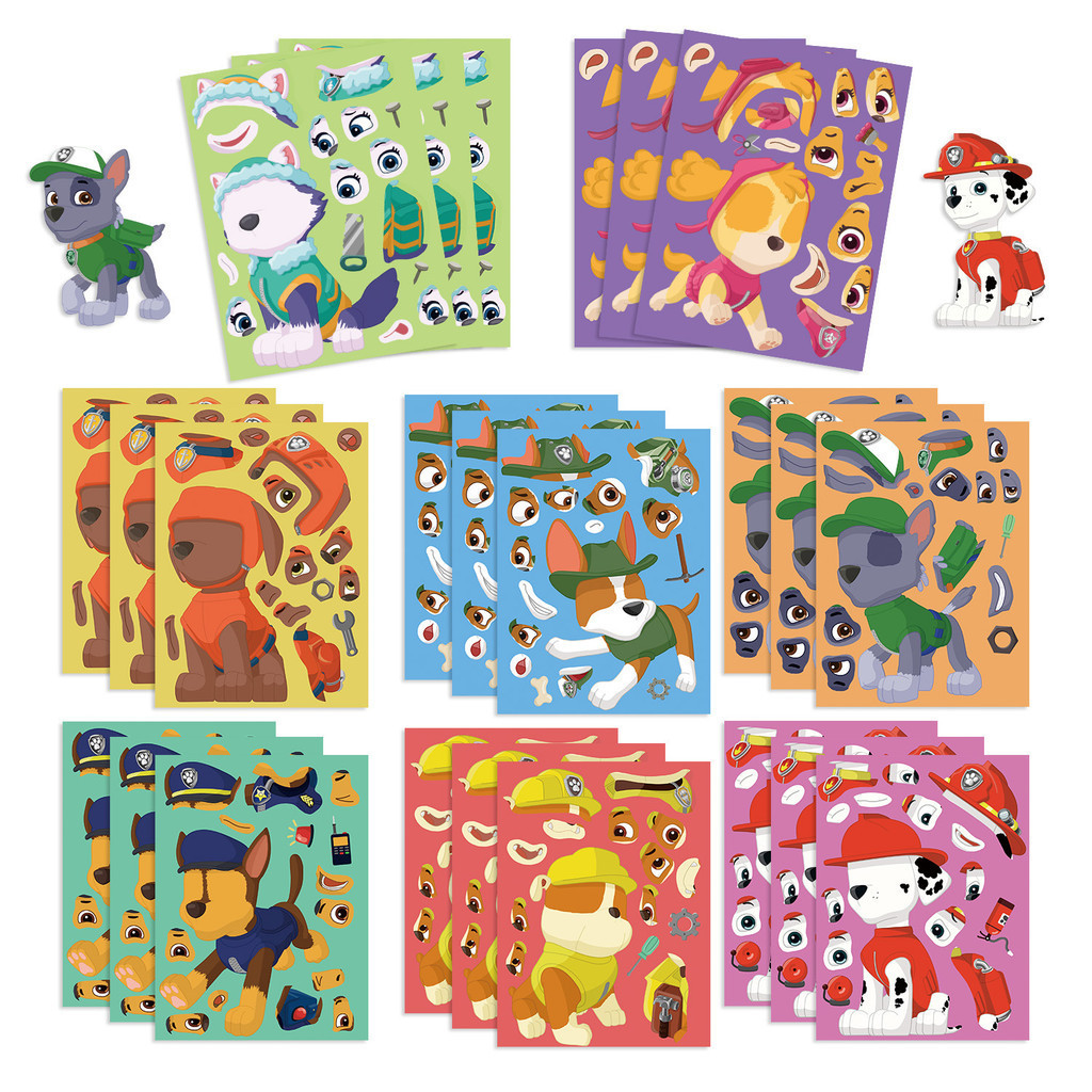 8 แผ ่ นอะนิเมะ PAW Patrol Ryder Make A Face DIY สติกเกอร ์ สําหรับหมวก ...