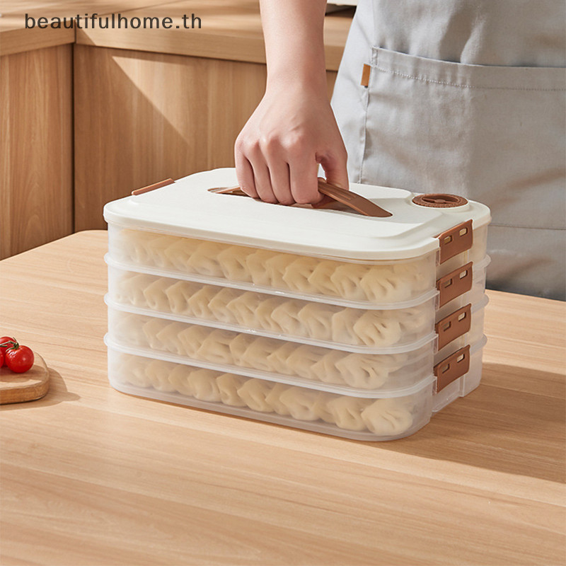 {HG ใหม่} กล่องเก็บของแช่แข็ง ตู้เย็น แช่แข็ง Dumpling Multi-layer Wonton กล่องในครัวเรือน ...