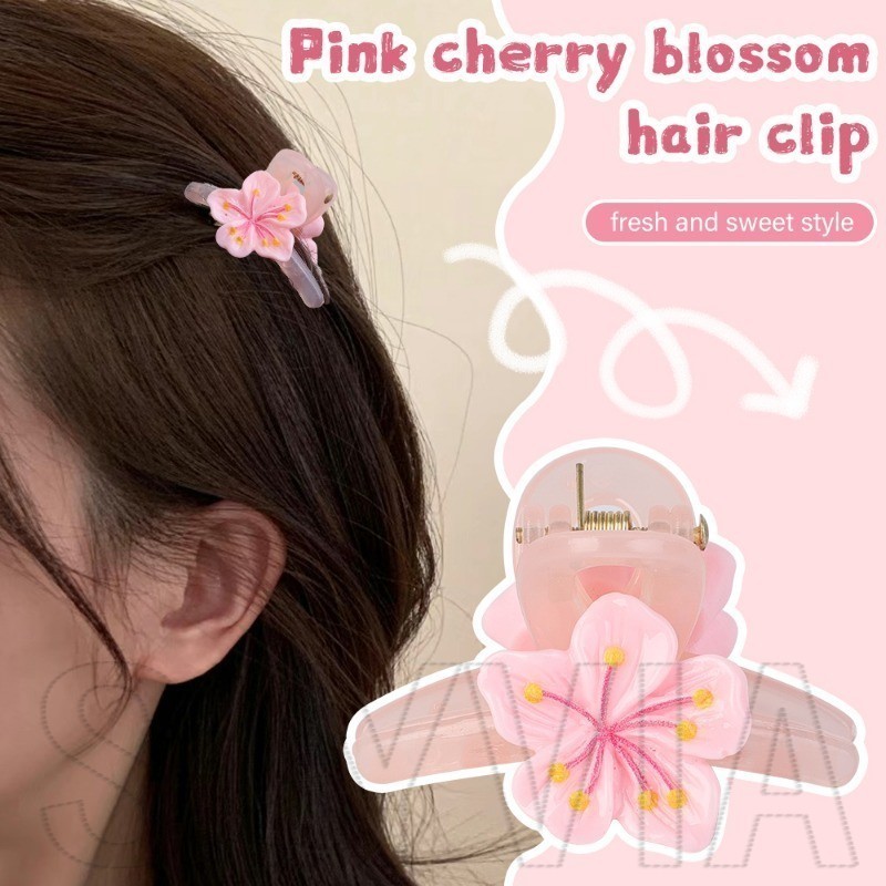 2 ชิ้น Pink Blossom Flower Hair Clamps - Mini Grab Clips - Dress Up ...