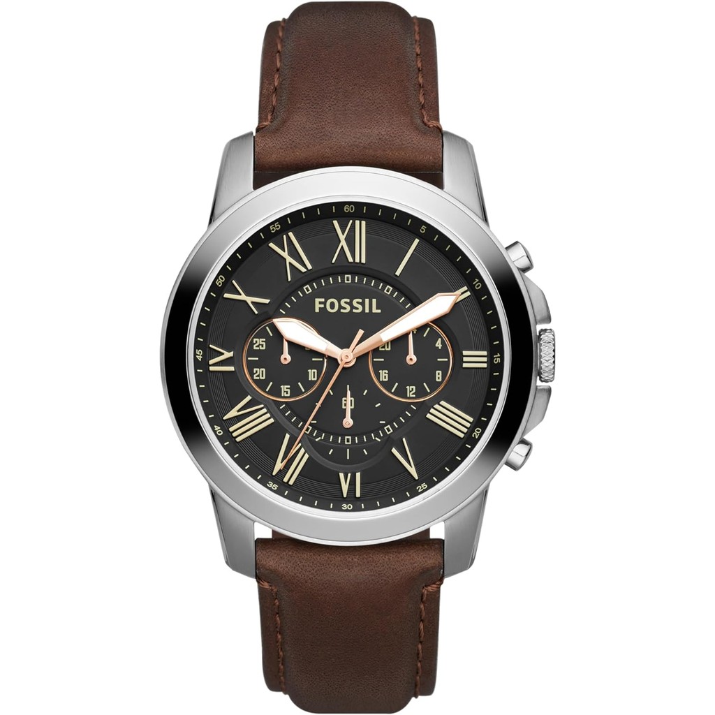 Fossil Men's Grant Quartz Stainless Steel and Leather Chronograph Watch ...