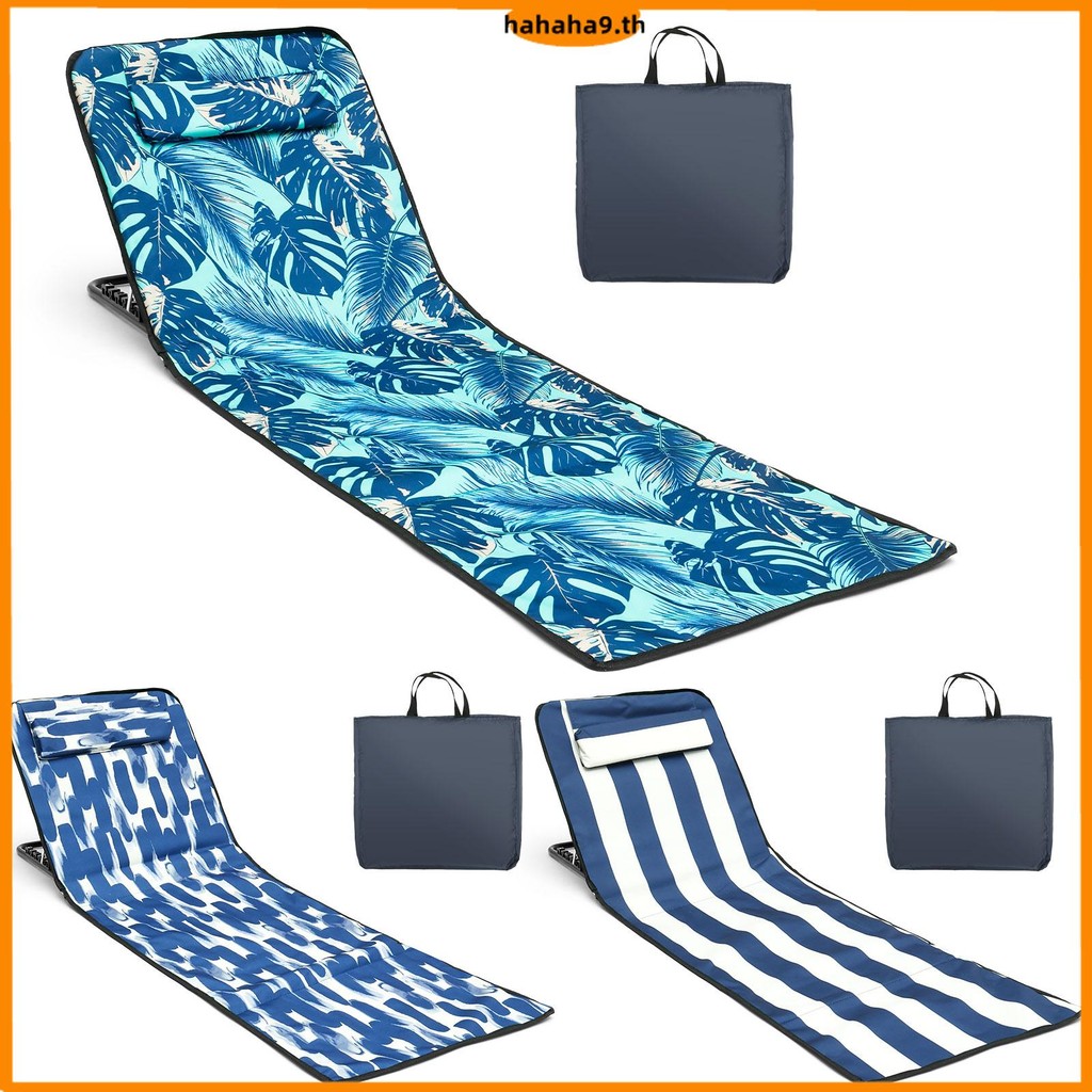 ผ้า Oxford พับ Tanning Mat Beach Sun เก้าอี้ปรับมุมเอียงกันน้ําชายหาด ...