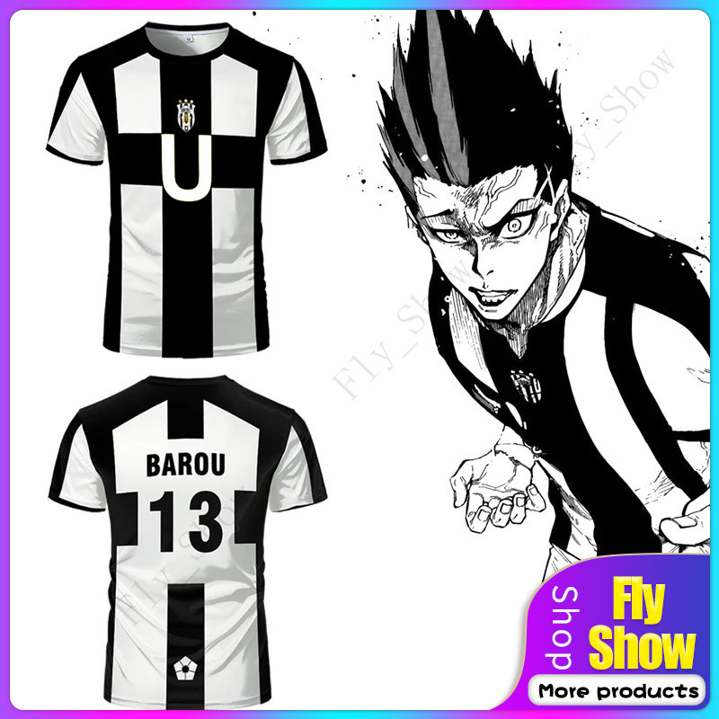 บลูล็อค เสื้อฟุตบอล Ubers Barou Aiku 3D, เสื้อฟุตบอลอนิเมะผู้ชายสำหรับ ...