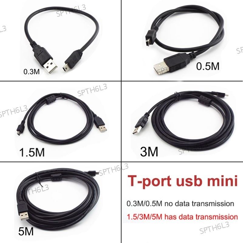Mini USB สาย T-port mini USB Data Cable 0.3M 0.5M 1.5M 3M 5M USB USB ...