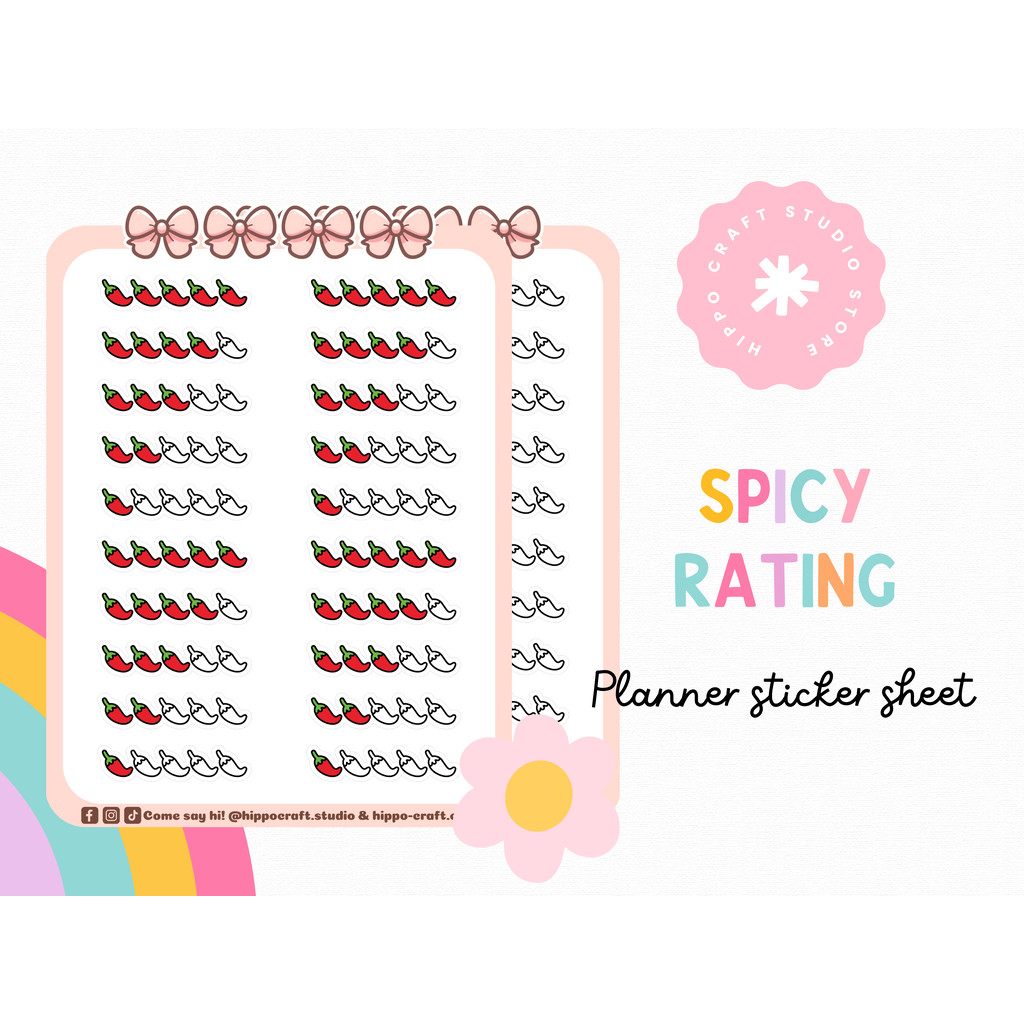 Spicy rating | Planner sticker sheet เรตติ้งพริก แพลนเนอร์สติ๊กเกอร์ ...