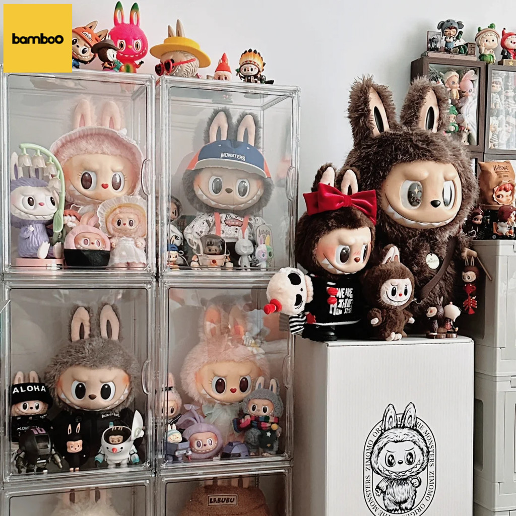 กล่องโชว์ labubu กล่องโมเดลใส กล่องเก็บของอะคริลิค สวิตซ์ประตูแม่เหล็ก ...