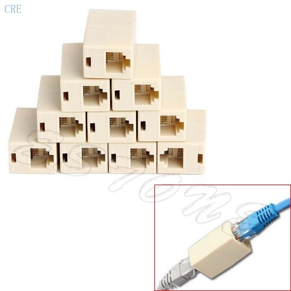 Cre 10 ชิ ้ น RJ45 CAT5 Coupler ปลั ๊ ก LAN Cable Extender Connector อะ ...